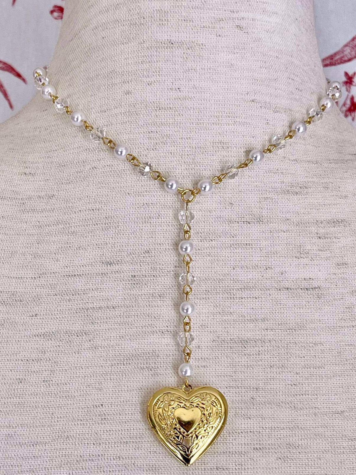 Historically Inspired Romantic Era Heart Shaped Locket Necklace in Gol ...