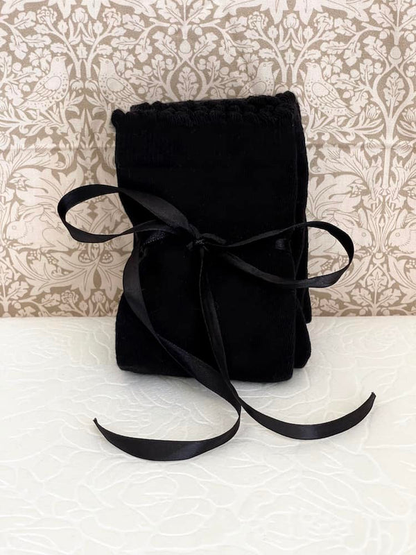 Historically Inspired Cotton Knee-High Socks with Ribbon Lacing in Bla ...