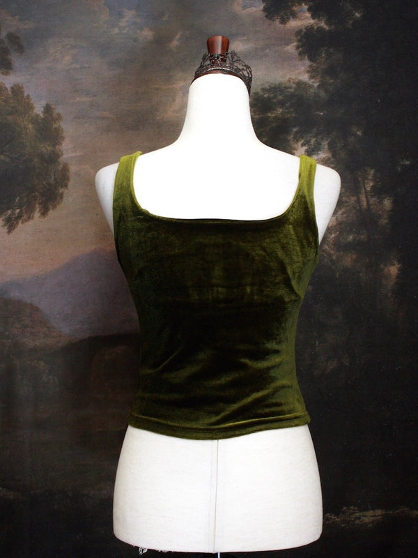 Historically Inspired Velvet Milkmaid Bustier Top in Moss Green – Yore ...