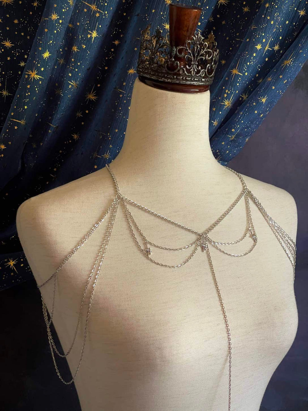 Handmade Medieval Celestial Star Chain Headdress in Silver – Yore Finery