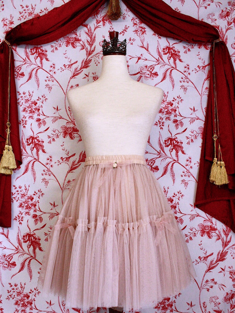 Victorian Inspired Frilly Tiered Ballet Skirt with Bow Appliques in Nu ...